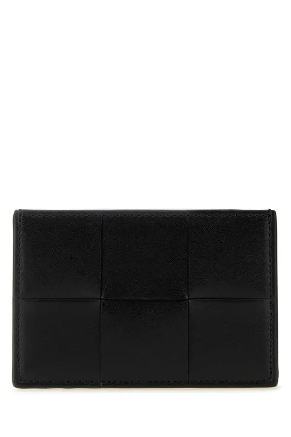 Bottega Veneta Leather Card Holder - Black