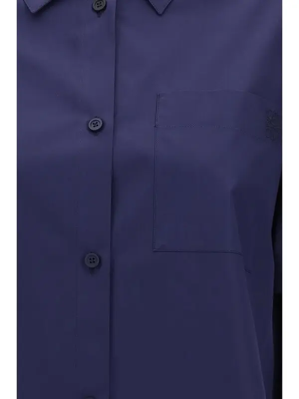 Loewe Short Sleeve Cotton Poplin Shirt With Embroidered Anagram
