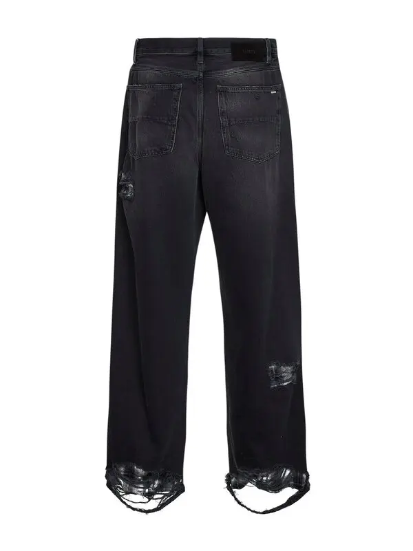 Amiri Black Denim Flannel Repair Baggy Jeans - Multicolor