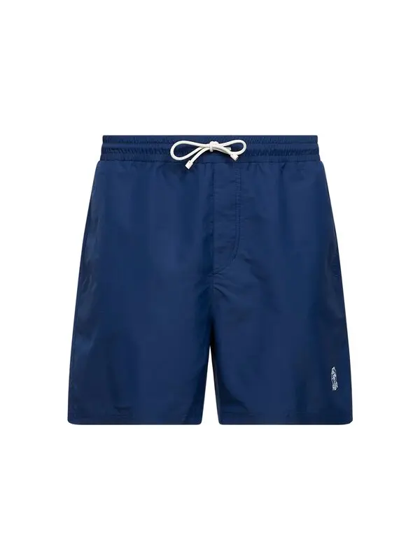 Brunello Cucinelli Nylon Swim Shorts With Embroidered Crest - Multicolor