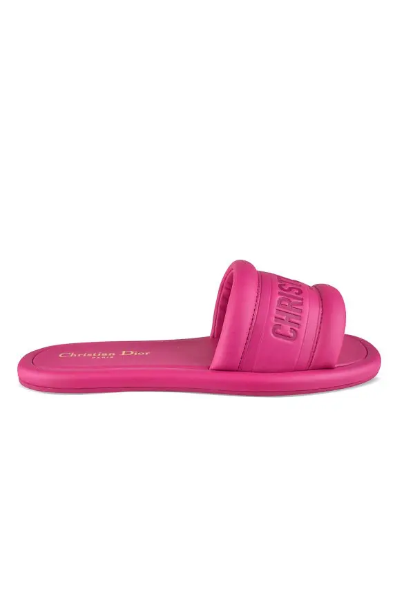 Dior Lambskin Embossed Logo Slide Sandals - Pink