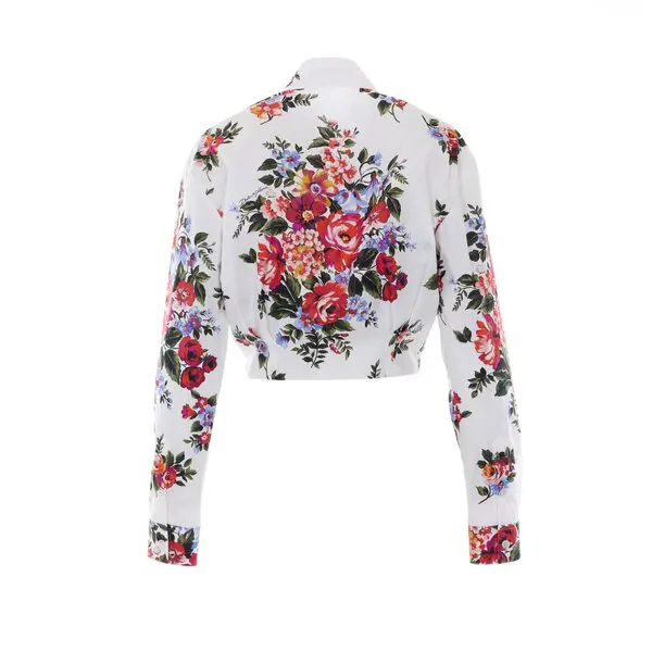 Dolce & Gabbana Floral Print Cotton Shirt With Bow Detail - Multicolor