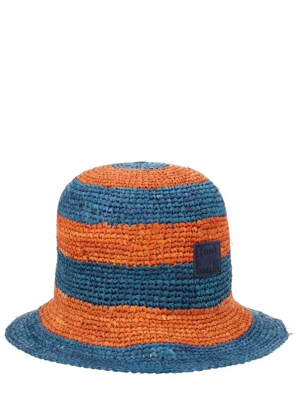 Paul Smith Straw Bucket Hat With Logo Patch - Blue