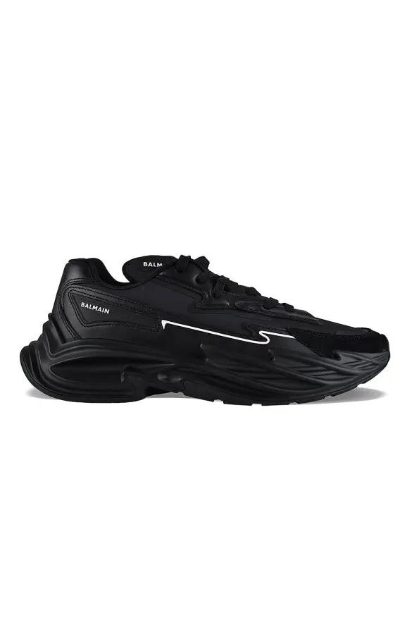 Balmain Run-row Leather And Suede Sneakers