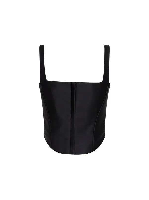 SELF-PORTRAIT Black Taffeta Corset Top - Multicolor