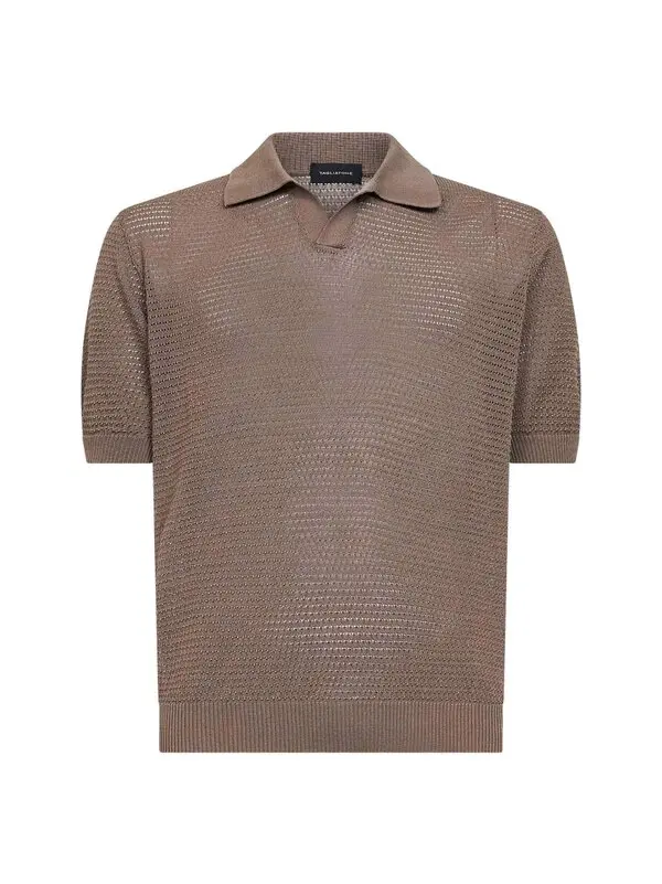 Tagliatore Dove Grey Cotton Pointelle Knit Polo Shirt - Multicolor