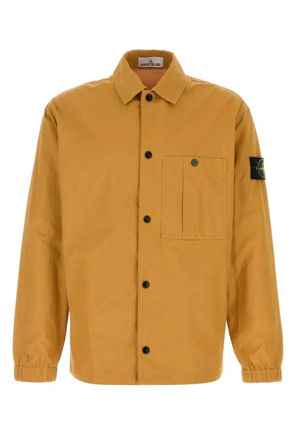 Stone Island Cotton Jacket With Polyurethane Coating - Yellow