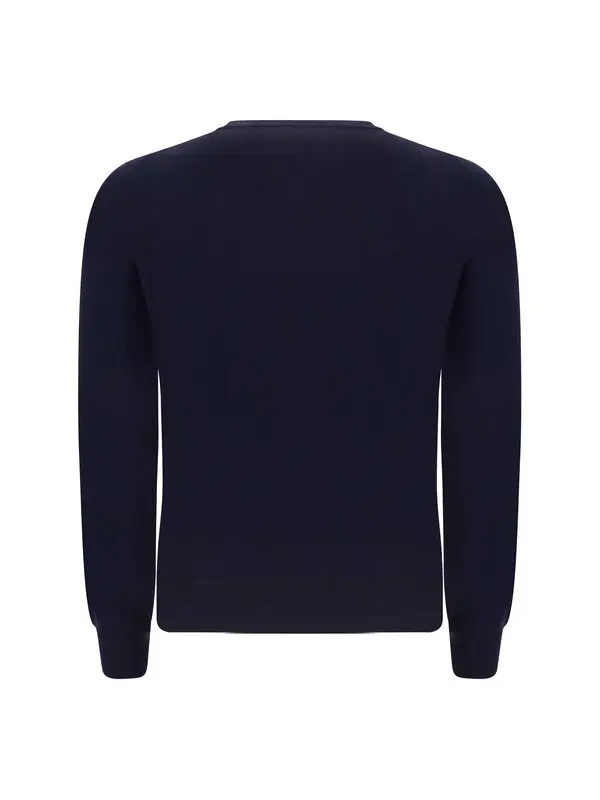 Brunello Cucinelli Virgin Wool Ribbed Crew Neck Sweater - Blue