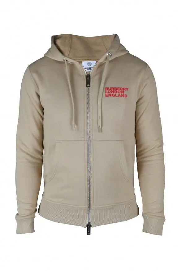 Burberry Hooded Vest With Red Graphic Details - Cream