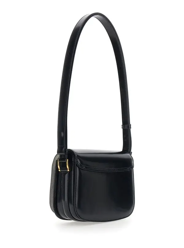 AMI Paris Leather Shoulder Bag With Adc Plate - Multicolor