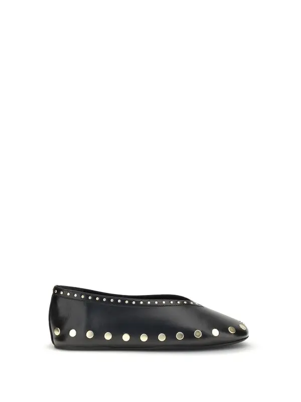 GANNI Jenny Ballerinas With Gold-tone Studs - Black