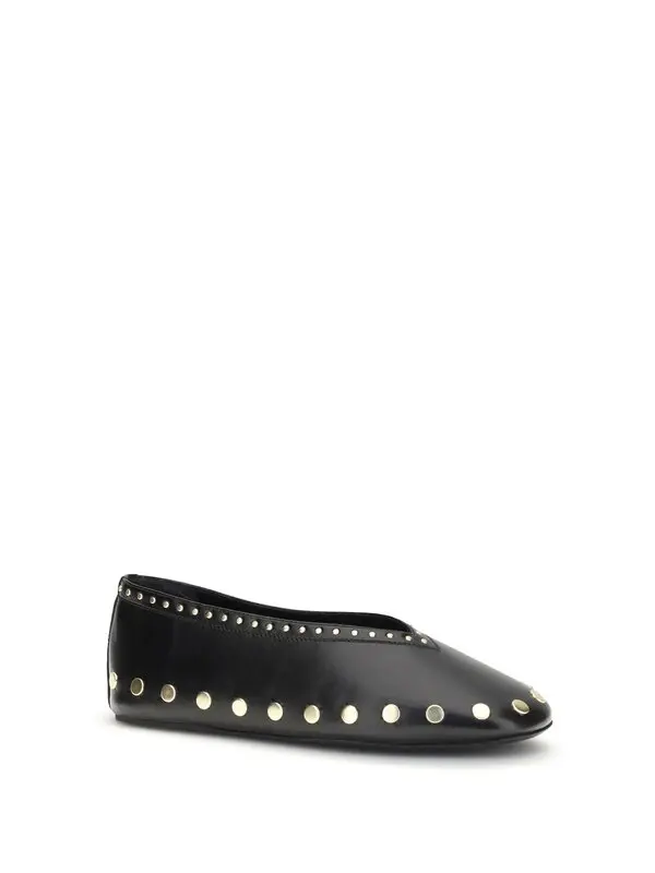 GANNI Jenny Ballerinas With Gold-tone Studs - Black