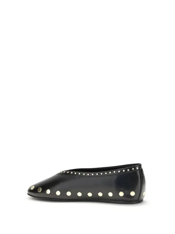 GANNI Jenny Ballerinas With Gold-tone Studs - Black