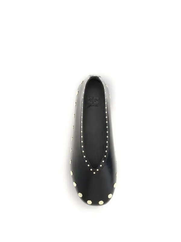 GANNI Jenny Ballerinas With Gold-tone Studs - Black