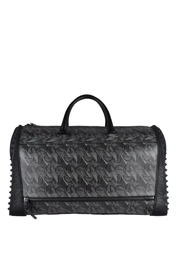 CHRISTIAN LOUBOUTIN Sneakender Monogrammed Textured Leather Travel Bag