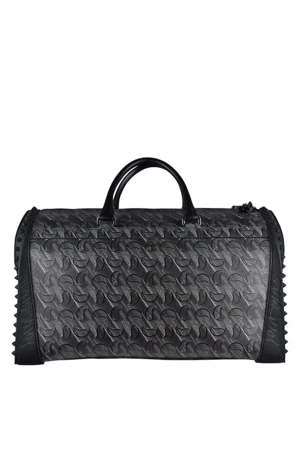 CHRISTIAN LOUBOUTIN Sneakender Monogrammed Textured Leather Travel Bag