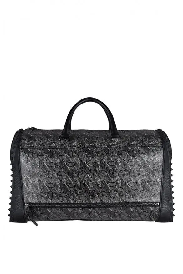 CHRISTIAN LOUBOUTIN Sneakender Monogrammed Textured Leather Travel Bag