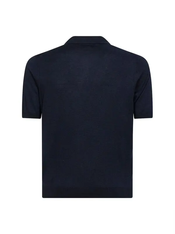 Tagliatore Blue Silk Knit Polo Shirt