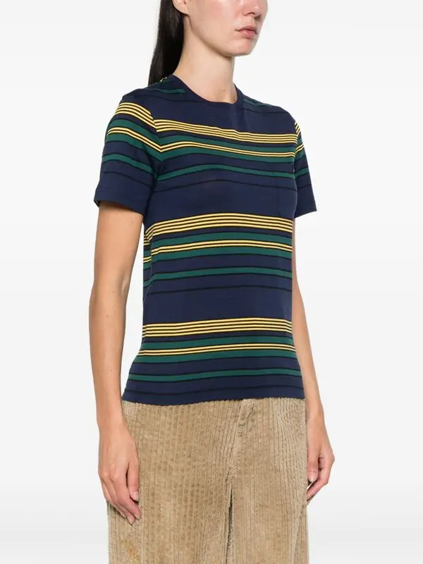 Miu Miu Striped Cotton T-shirt With Pocket