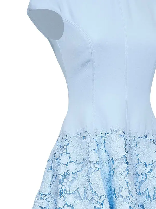 SELF-PORTRAIT Light Blue Crepe And Lace Mini Dress - Multicolor