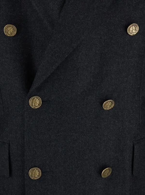VIVIENNE WESTWOOD Grey Double-breasted Jacket With Wide Peak Lapels In Wool