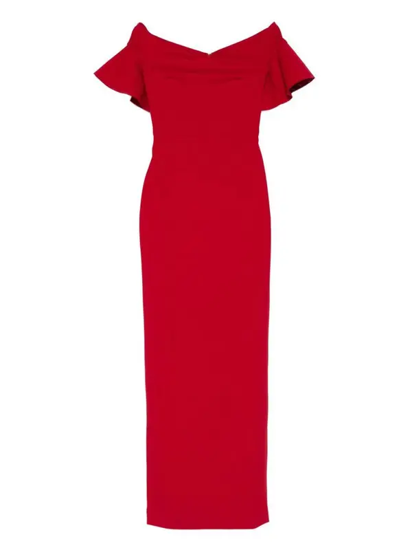 Solace London Red Crepe Textured Dress - Multicolor