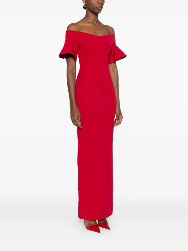 Solace London Red Crepe Textured Dress