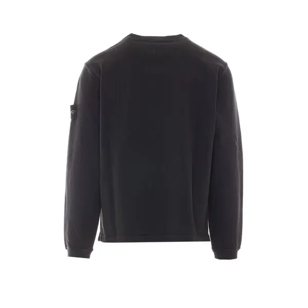 Stone Island Appliqué Logo Long-sleeve Crew Neck Sweater - Black