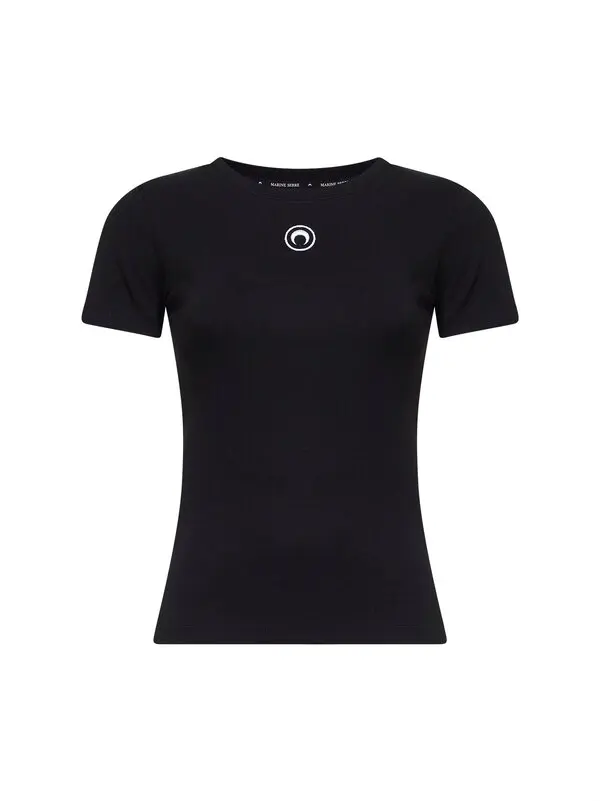 MARINE SERRE Ribbed Jersey Moon Logo T-shirt - Multicolor
