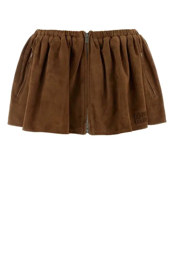 Miu Miu Suede Mini Skirt - Brown