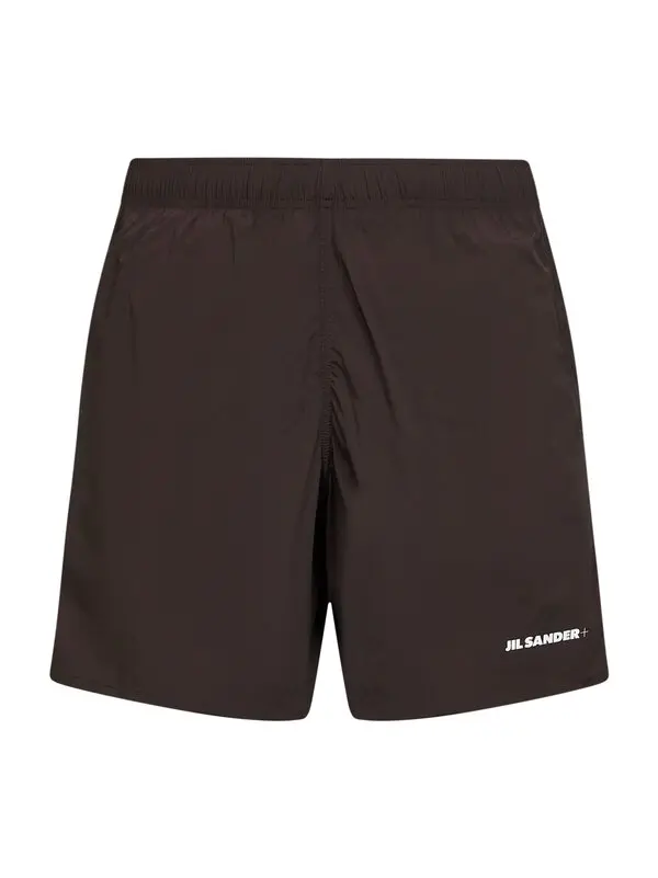 JIL SANDER Brown Stretch Nylon Logo Swim Shorts - Multicolor