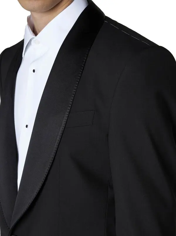 Dolce & Gabbana Black Stretch Wool Sicilia Tuxedo Blazer - Multicolor