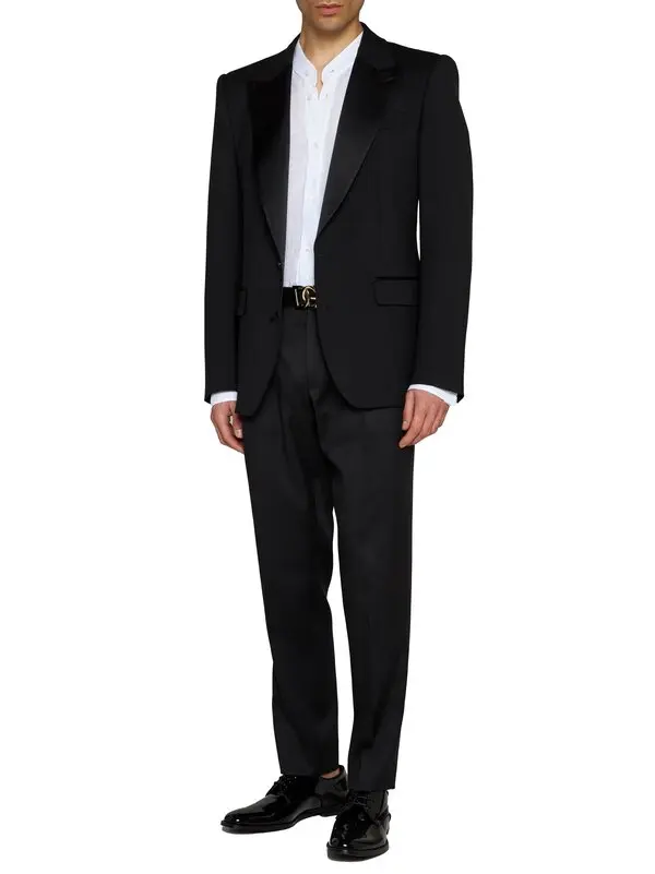 Dolce & Gabbana Black Stretch Wool Sicilia Tuxedo Blazer - Multicolor