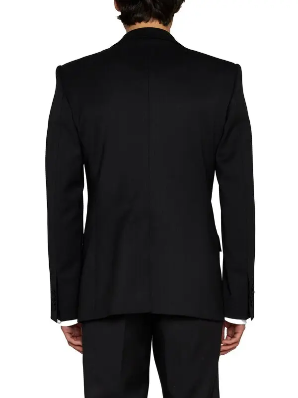Dolce & Gabbana Black Stretch Wool Sicilia Tuxedo Blazer - Multicolor