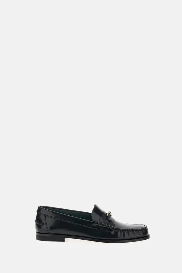 TOD'S Leather Loafers With Gold-tone Logo Detail