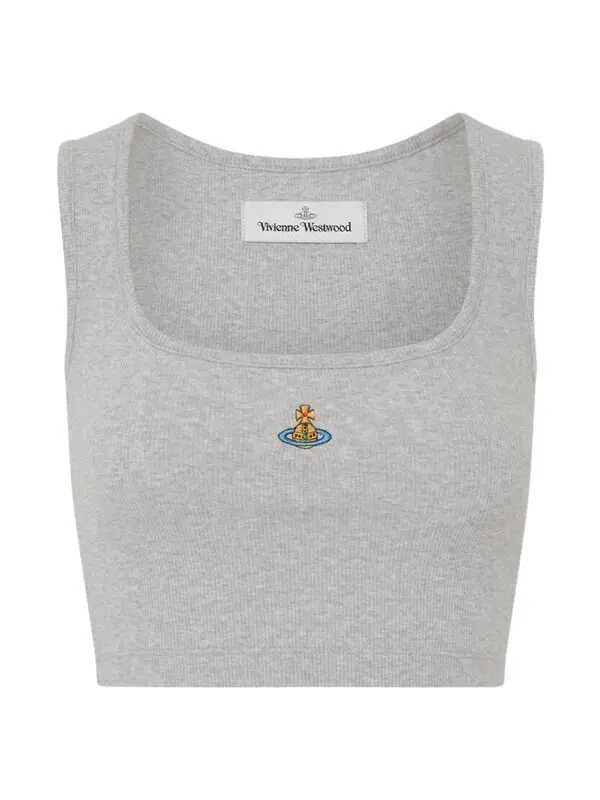 VIVIENNE WESTWOOD Cropped Ribbed Cotton Blend Top - Gray