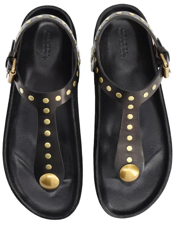 Isabel Marant Étoile Studded Leather Flat Sandals - Black