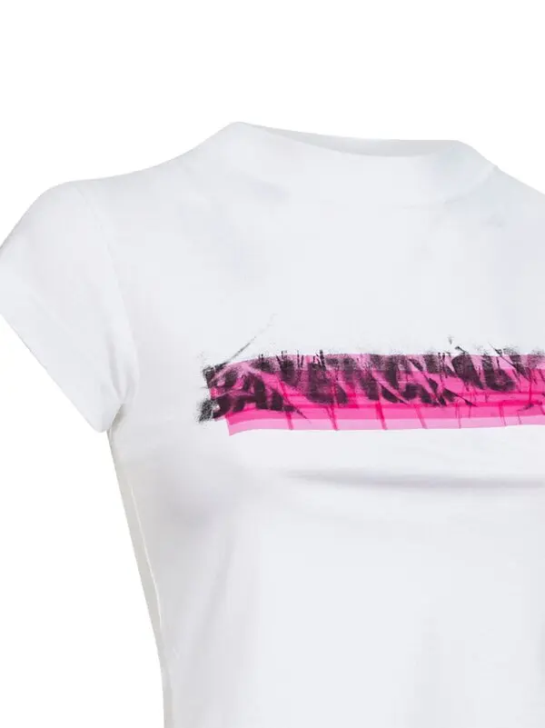 Balenciaga White Messy Spray T-shirt - Multicolor