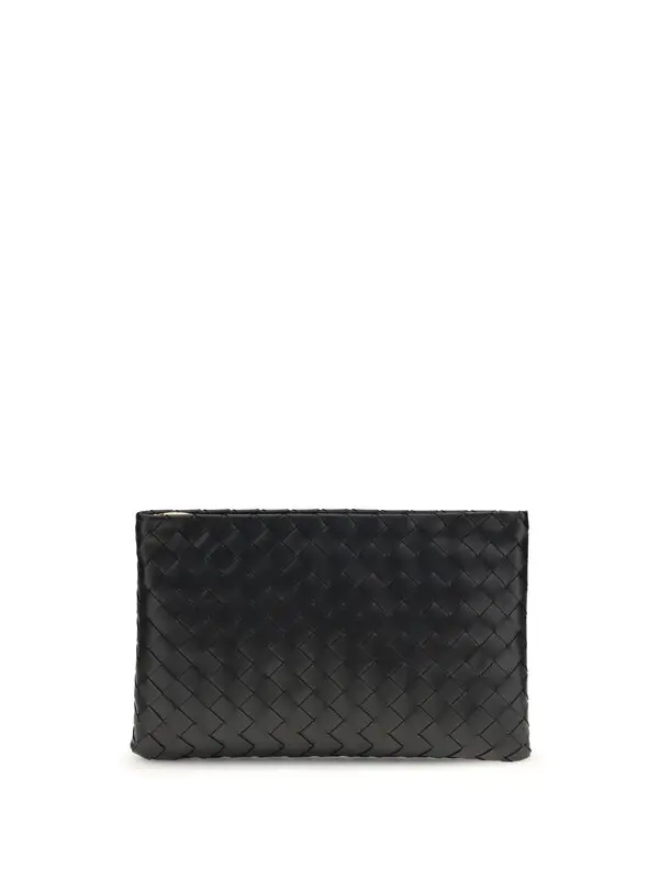 Bottega Veneta Medium Woven Leather Clutch Bag - Black