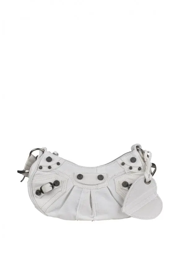 Balenciaga Cagole Xs Bag In Denim Canvas - White