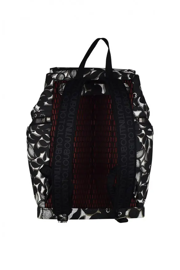 CHRISTIAN LOUBOUTIN Explorafunk Backpack With Floral Motif - Black
