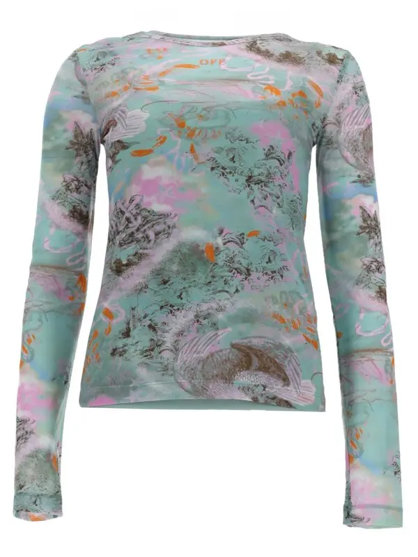 Off-White Long Sleeve Printed Top