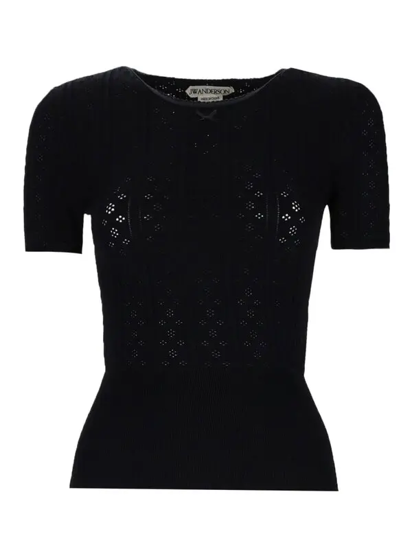 JW Anderson Pointelle Knit T-shirt - Black