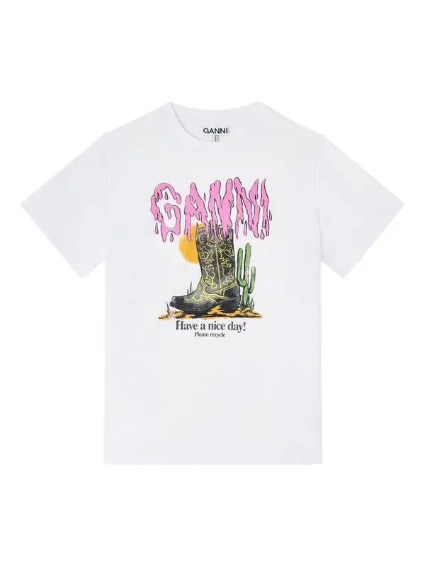 GANNI Organic Cotton Graphic Print T-shirt - Multicolor