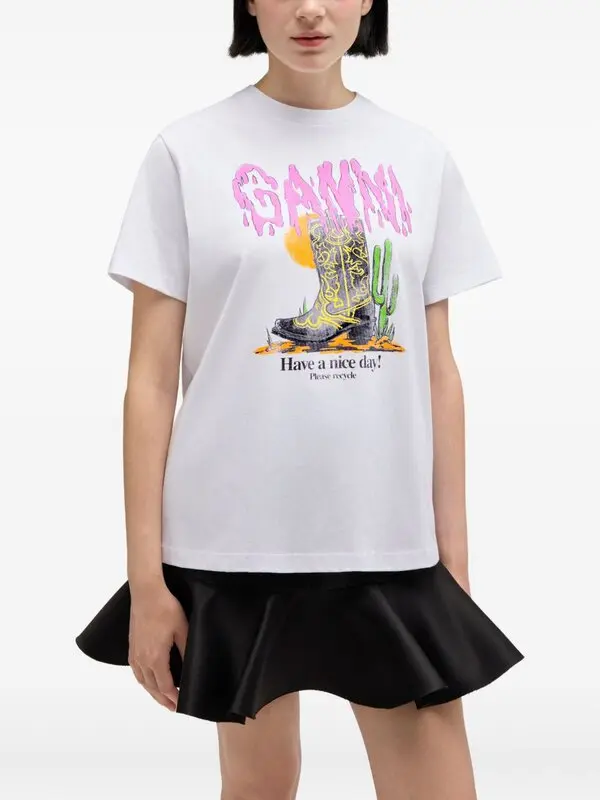 GANNI Organic Cotton Graphic Print T-shirt