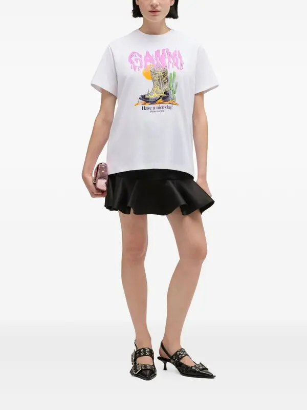 GANNI Organic Cotton Graphic Print T-shirt