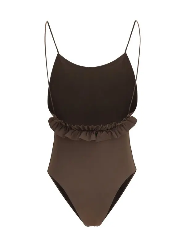 Jacquemus Ruffled One-piece Swimsuit - Brown