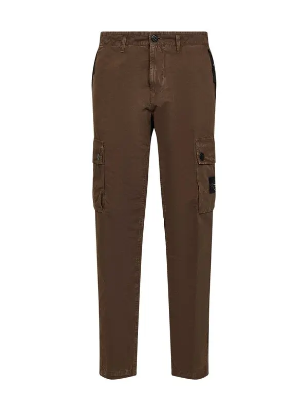 Stone Island Brown Brushed Organic Cotton Cargo Trousers - Multicolor