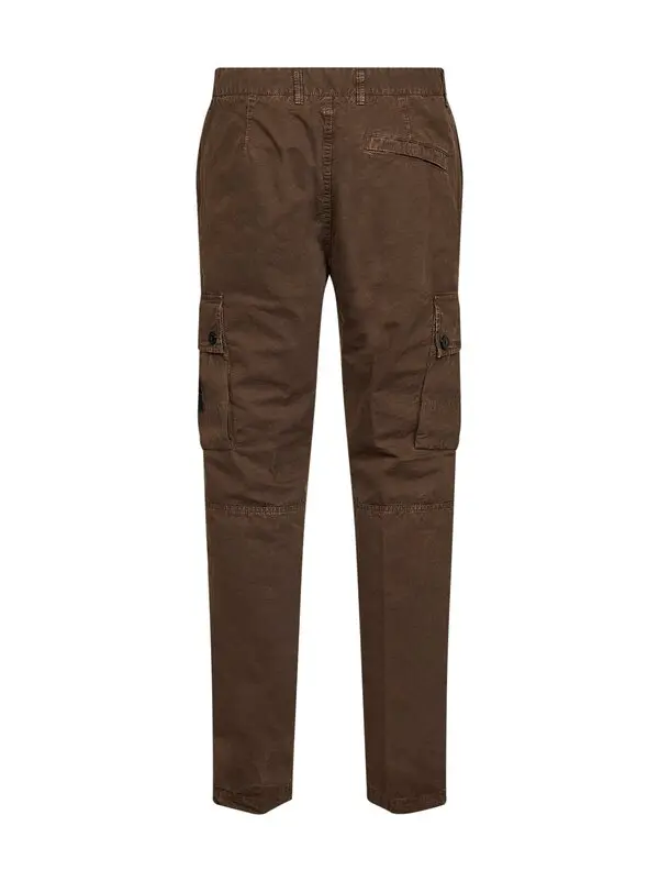 Stone Island Brown Brushed Organic Cotton Cargo Trousers - Multicolor