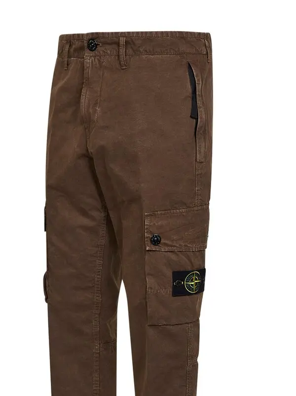 Stone Island Brown Brushed Organic Cotton Cargo Trousers - Multicolor